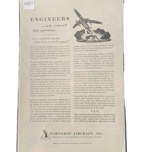 Northrop Aircraft | Art | Vintage 957 Northrop Aircraftengineers Ask ...